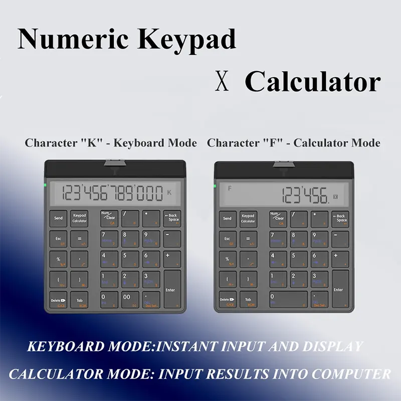Tecsee White/Black 2 in 1 Numeric Keypad Calculator for Payment Eft POS Machine,Mechanical ...